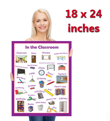 ESL School Poster - Common Words In the Classroom - Wall Chart: Englis ...