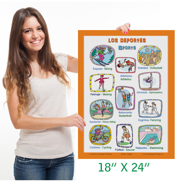 Spanish Language School Poster - Sports - Wall chart for home and clas ...