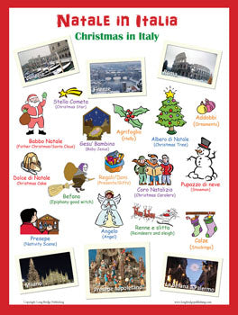 LARGE bilingual posters: "Christmas in Italy" and "Carnival in Italy ...