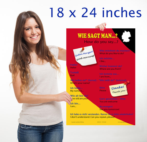 ESL Language School Poster - Common Greetings (Bilingual German-Englis ...