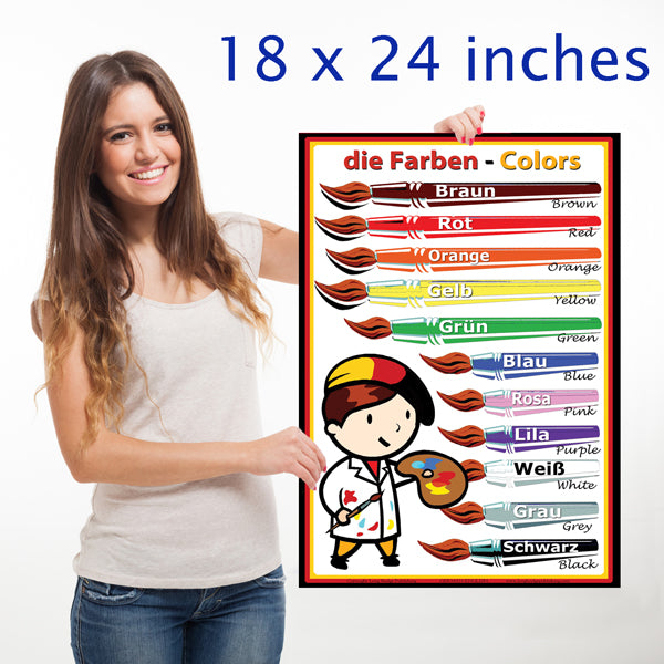 German Language School Poster - Wall Chart with Color Words for Classr ...