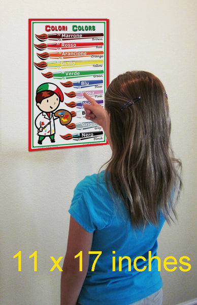School Poster: Colori (Colors) (Colours) bilingual: Italian and Englis ...