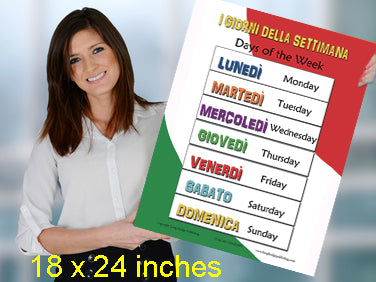 Educational bilingual poster: I Giorni della Settimana (Days of the We ...