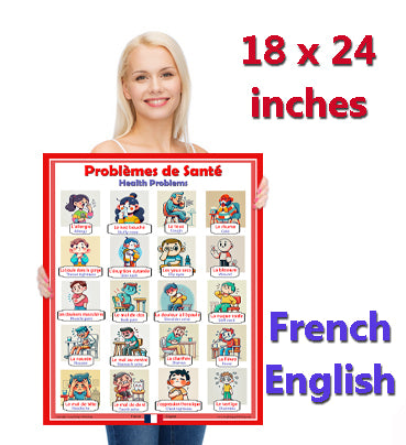 French Language School Poster - Health Issues: Bilingual ESL Chart for ...