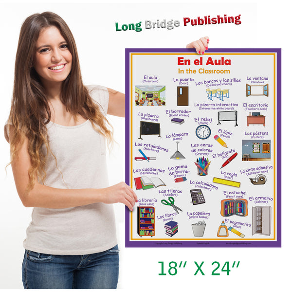 Spanish Language School Poster - In the Classroom - Bilingual Wall Cha ...
