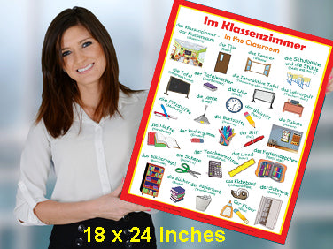 German Language School Poster - In the Classroom - Bilingual Wall Char ...