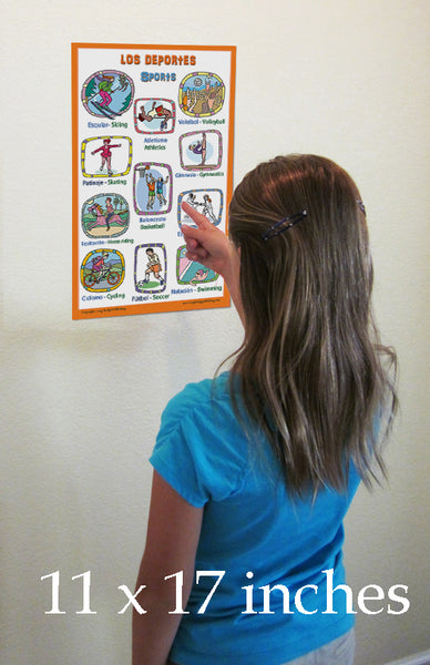 Spanish Language School Poster - Sports - Wall chart for home and clas ...