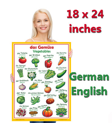 German Language School Poster - Gemüse/Vegetables: Bilingual ESL Chart ...