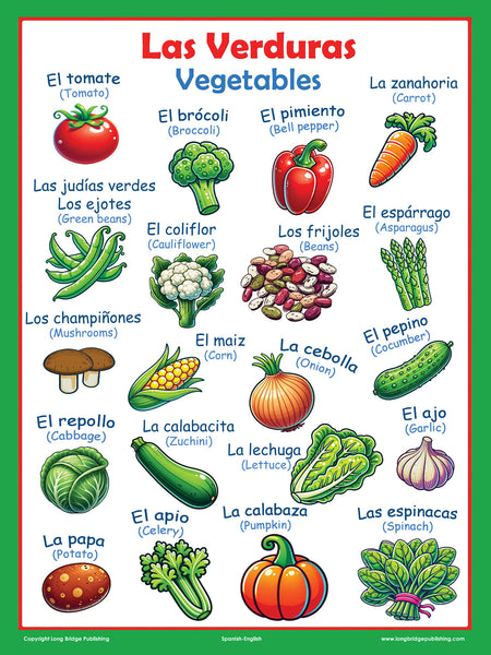 Spanish Language School Poster - Verduras/Vegetables: Bilingual ESL Ch ...