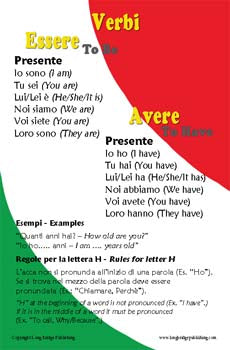 Italian Language School Poster - Verbs in Italian: Essere and Avere, S ...