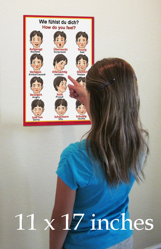 German Language School Poster - Words About Feelings - Wall Chart for ...