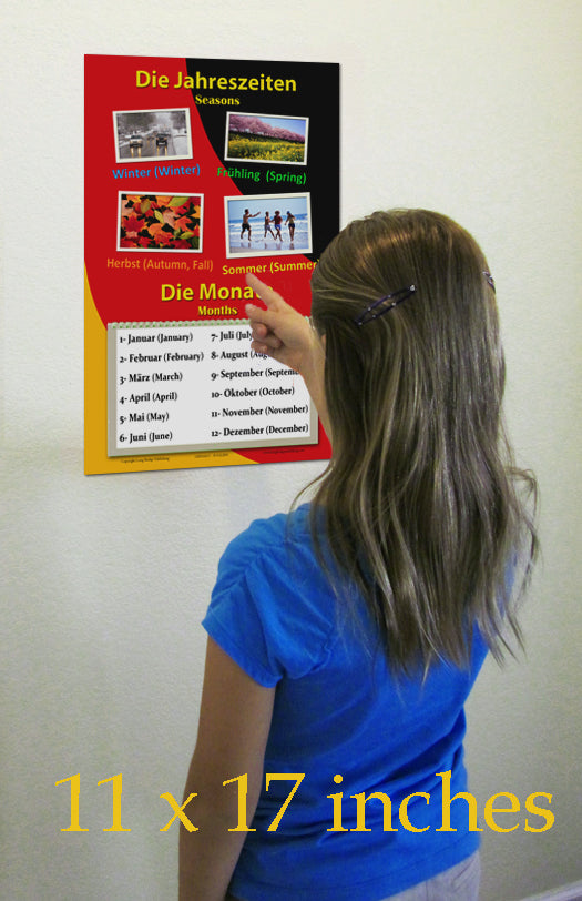 German Language School Poster - Words About Seasons and Months - Wall ...